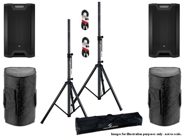 LD Systems LD Systems ICOA 15A (Pair) with Speaker Stands & Cables