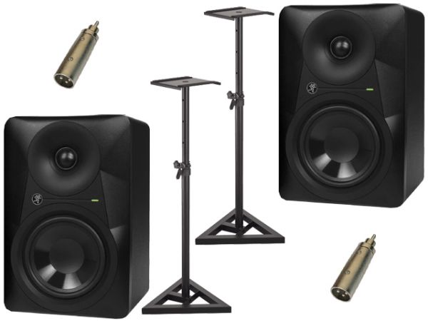 Mackie MR824 Pair with Monitor Stands and Cable